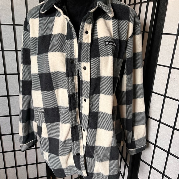 Columbia | Jackets & Coats | Columbia Black And White Checkered Fleece ...